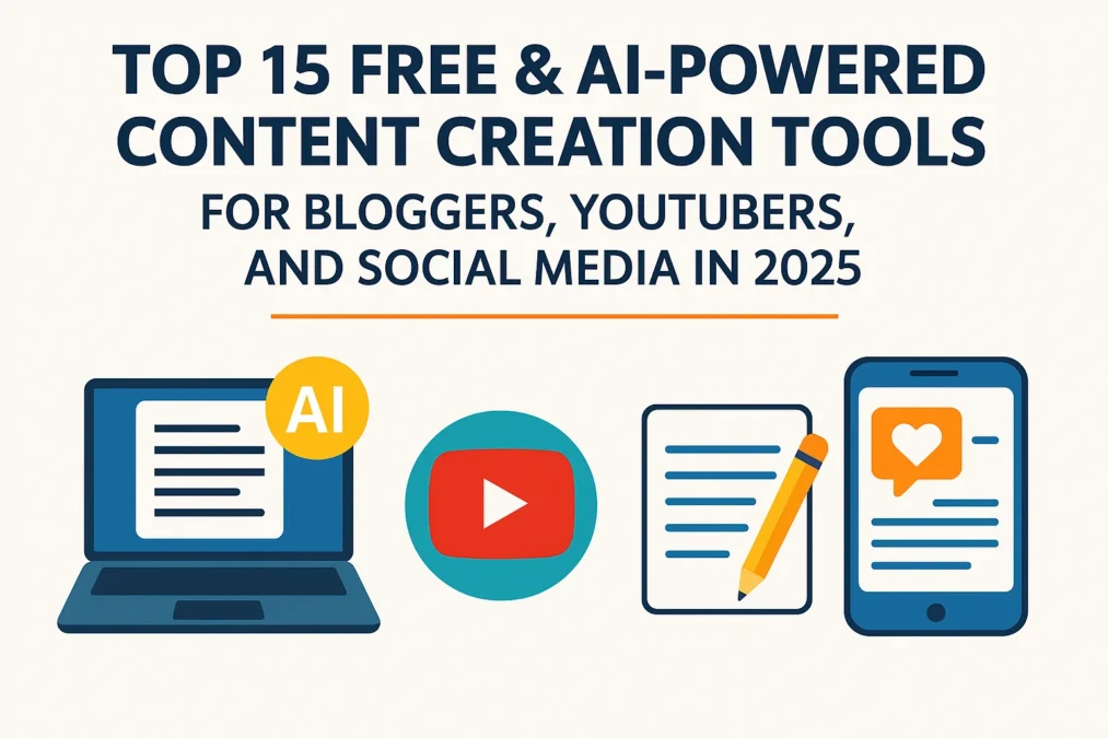 Top 15 Free & AI-Powered Content Creation Tools for Bloggers, YouTubers, and Social Media in ...